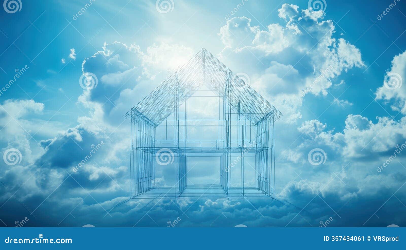 Ethereal House Blueprint in a Bright Sky Stock Image - Image of ...
