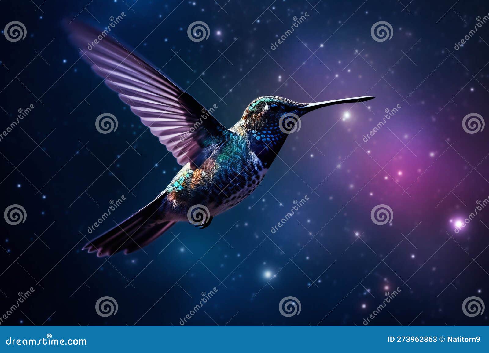 Ethereal Hummingbird among the Stars (AI Generated) Stock Image - Image ...