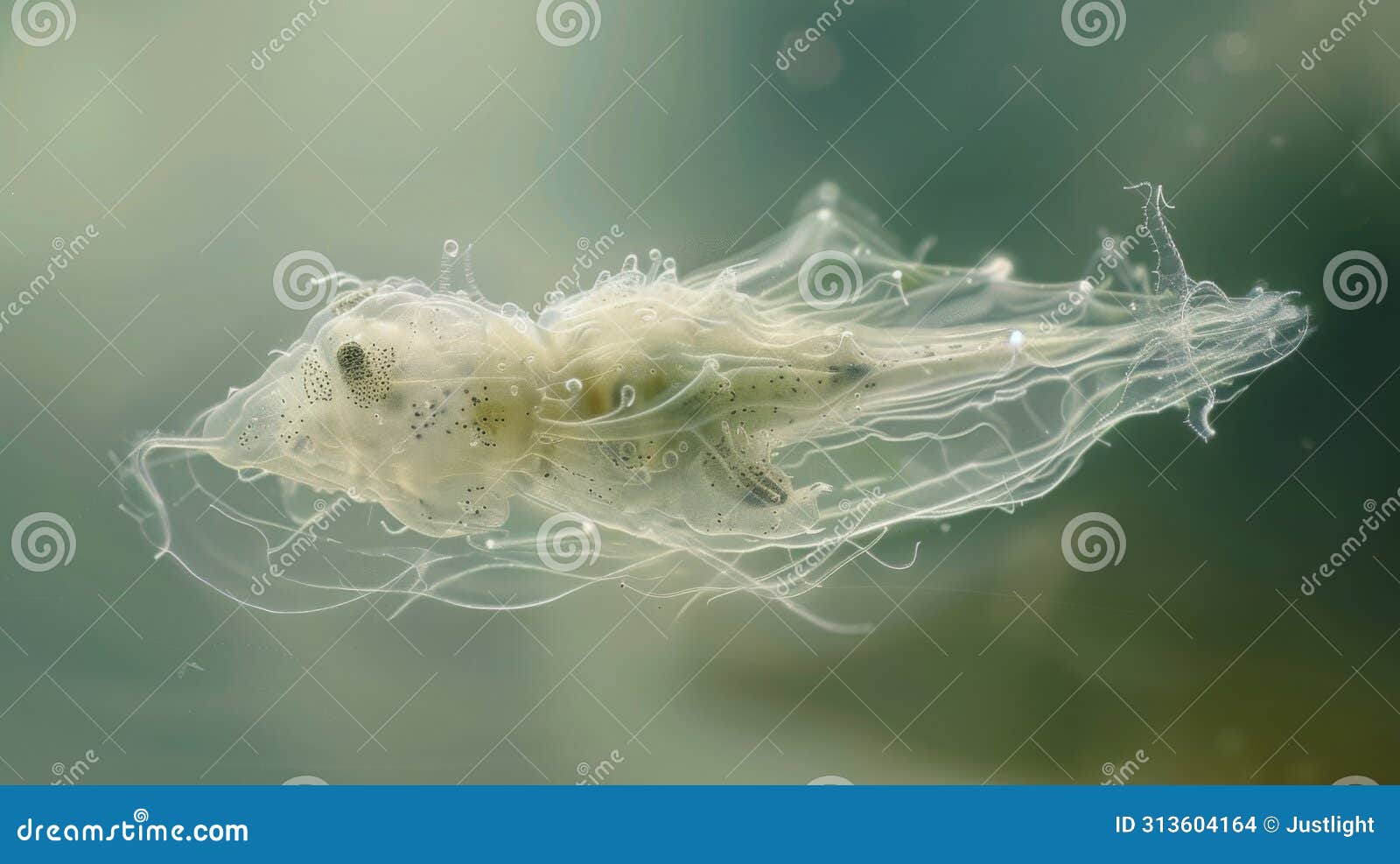 An Ethereal Image of a Translucent Larva with a Delicate Weblike ...