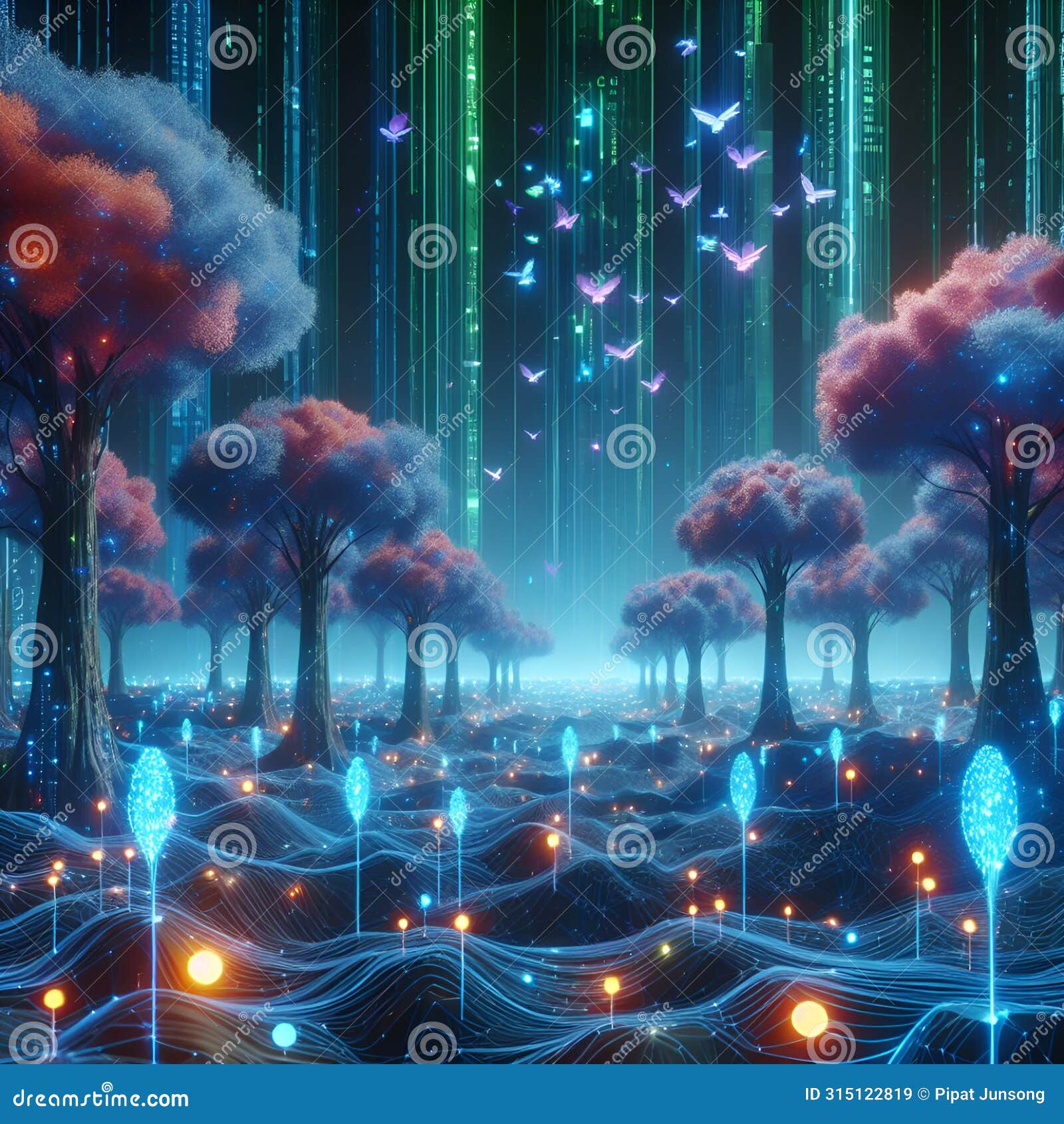 Cyber forest stock image. Image of digital, nature, synthesized - 315122819