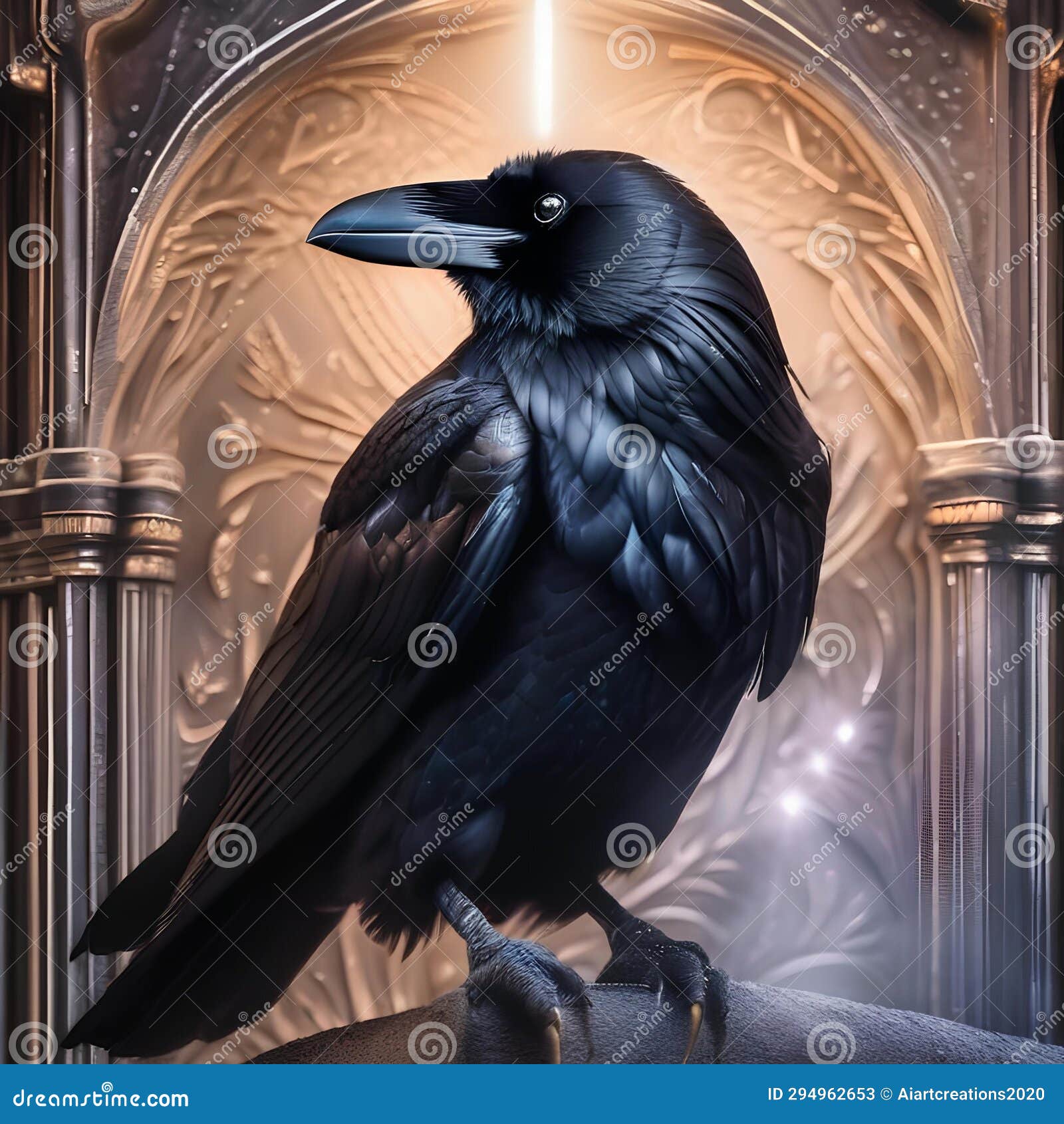 An Ethereal, Multi-dimensional Raven with Feathers that Shimmer Like ...