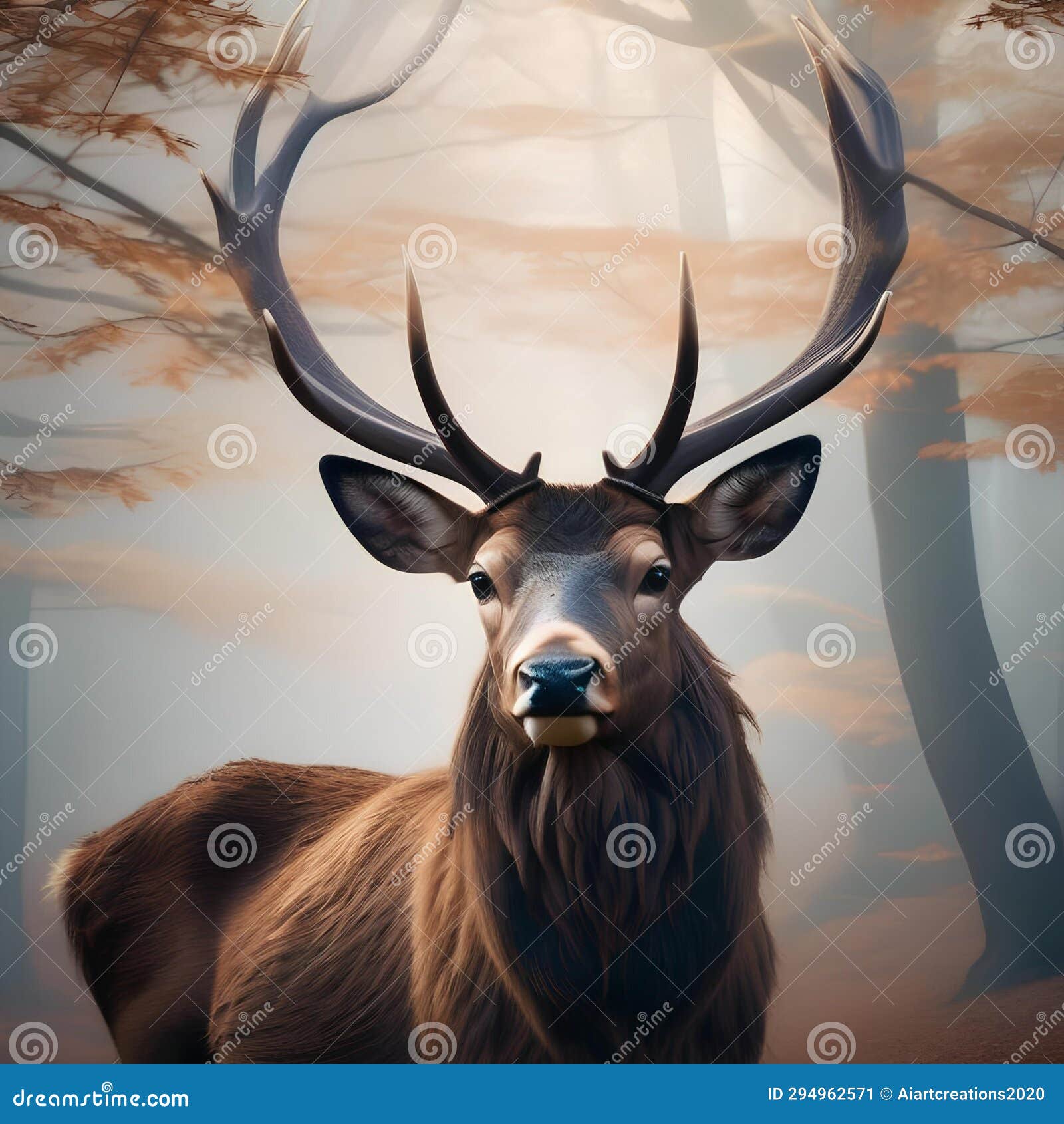 An Ethereal, Multi-dimensional Stag with Antlers that Span the ...