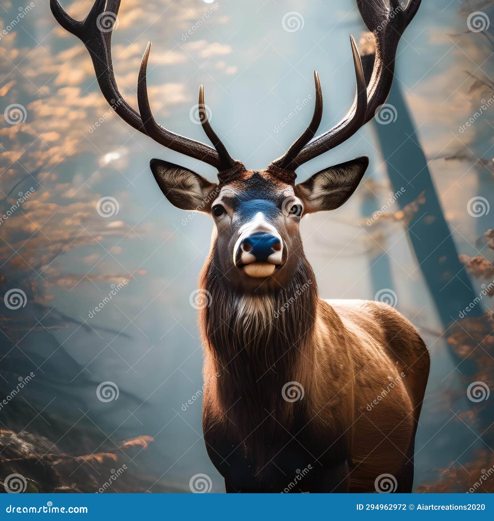 An Ethereal, Multi-dimensional Stag with Antlers that Span the ...