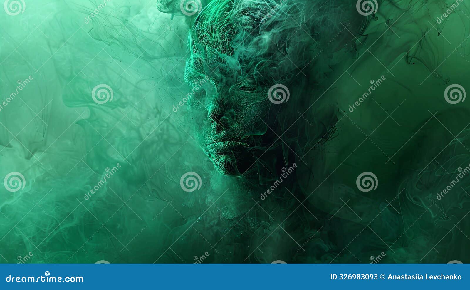 An Ethereal and Mysterious Image of a Human Face Emerging from Swirling ...