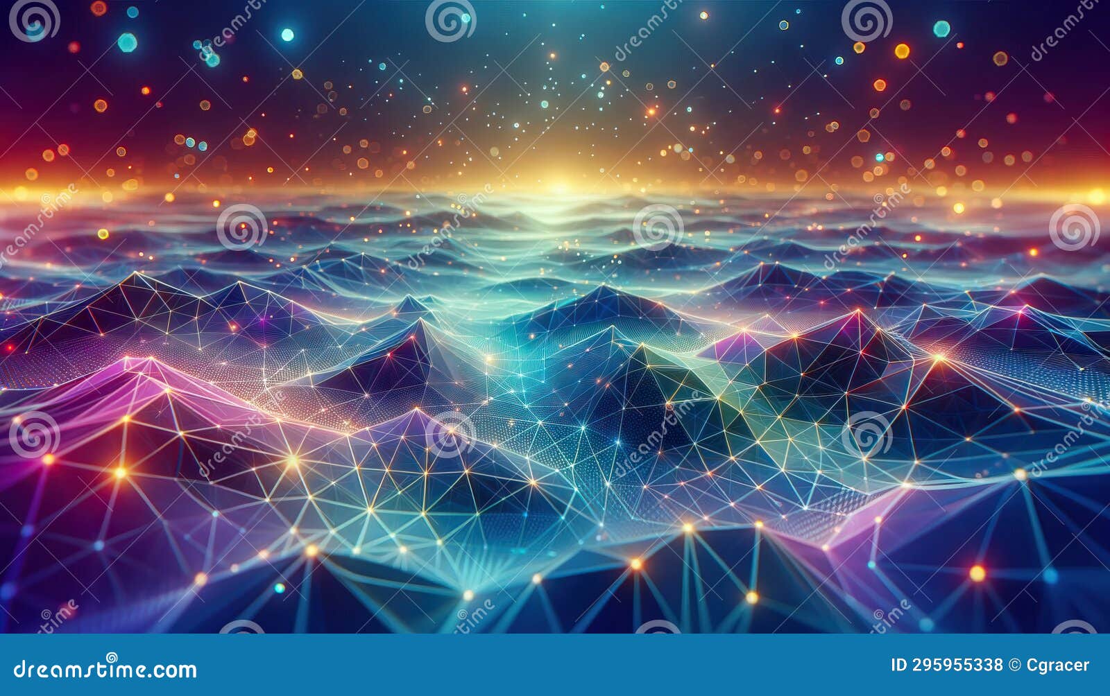 Ethereal Network Background. Digital Landscape Background with ...