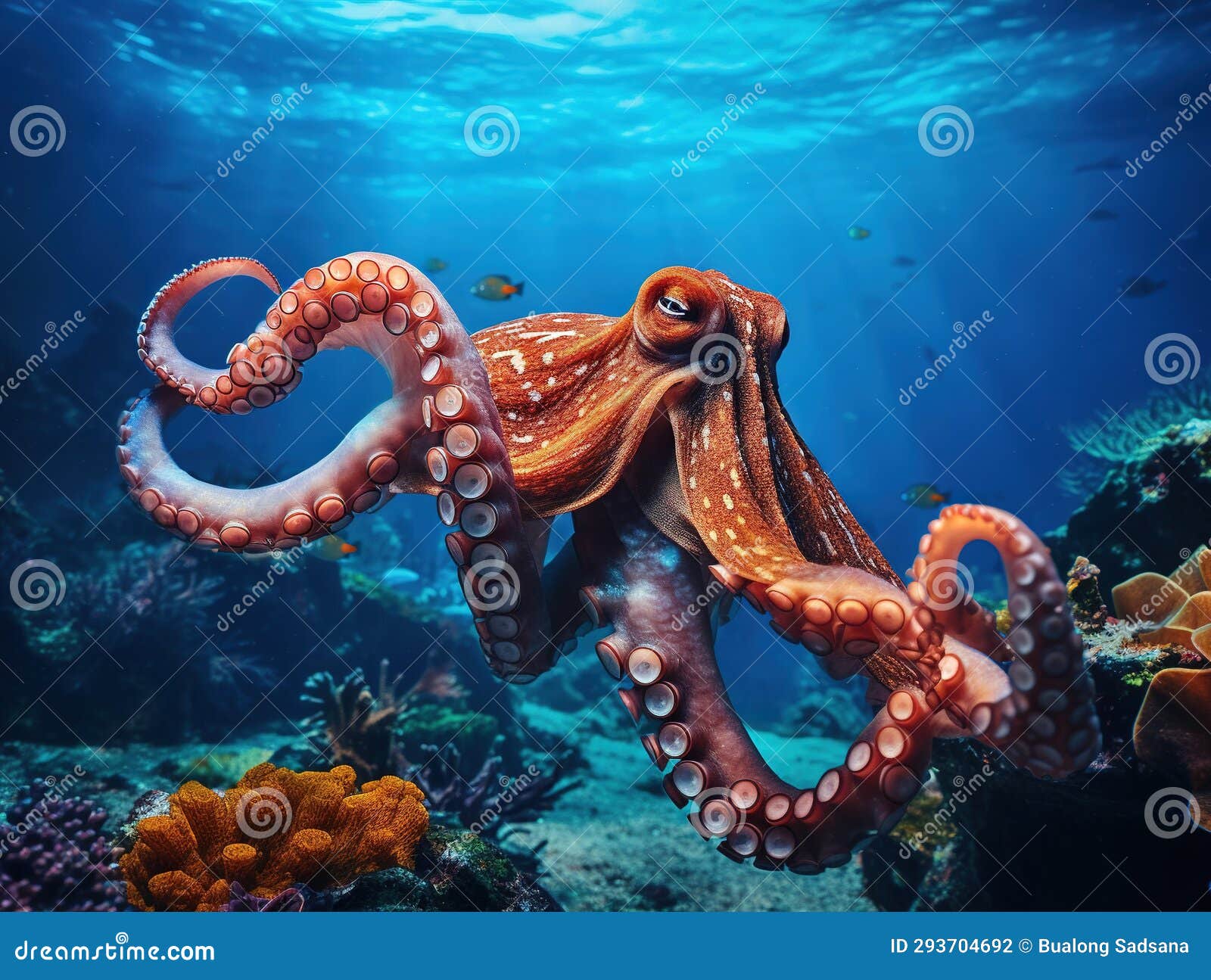 Ethereal Octopus from the Depth Stock Illustration - Illustration of ...