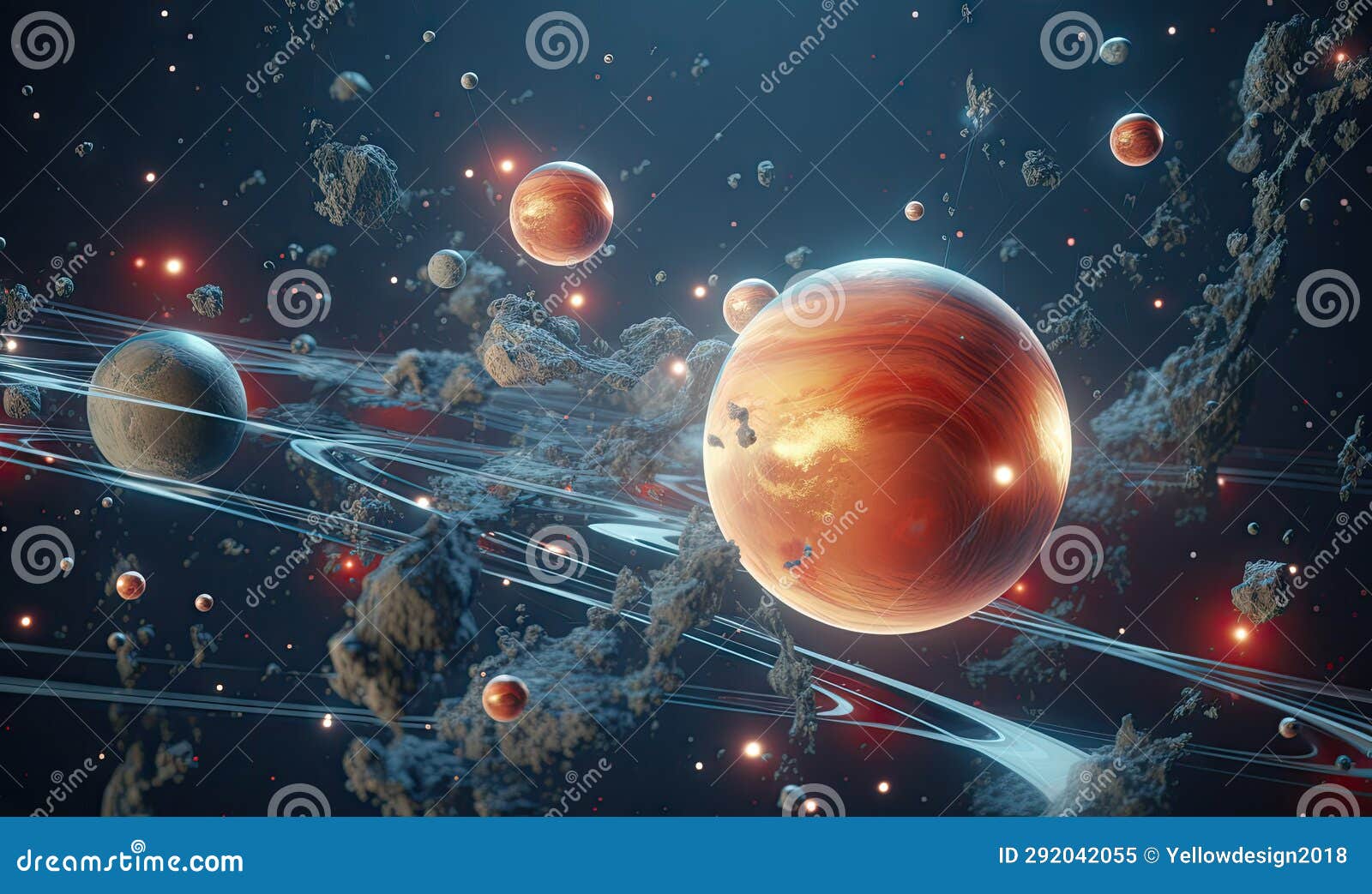 Ethereal Planets and Celestial Bodies are Suspended in Space. AI Generative Stock Illustration ...