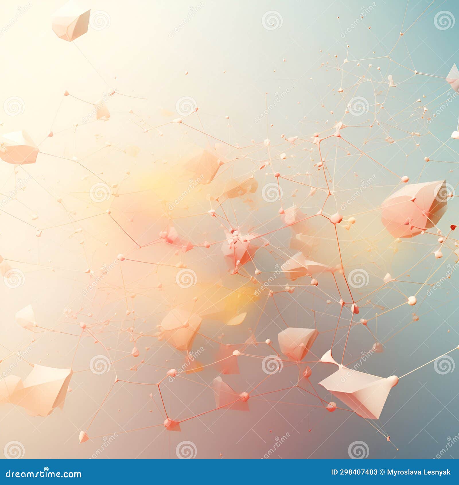 Ethereal Post-it Note and Floating Shapes in Soft Pastel Abstract ...