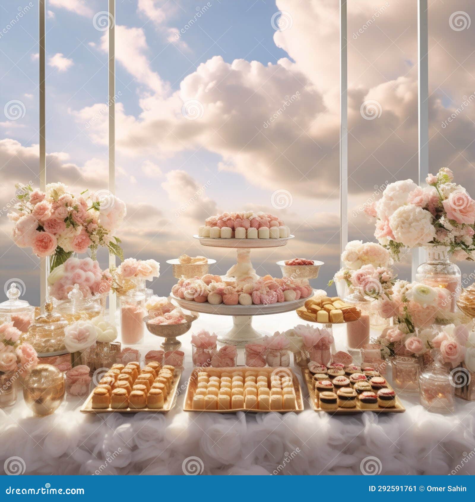 Ethereal Reception Buffet Setup In Soft Clouds Royalty-Free Stock Photo ...