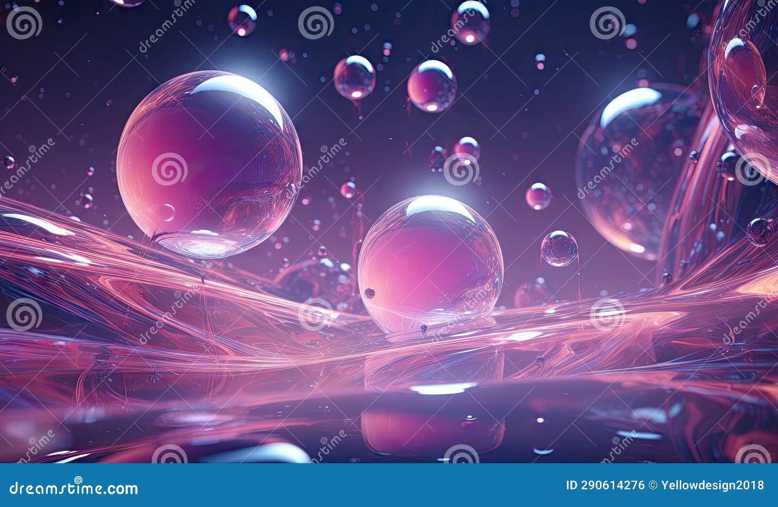 Ethereal Scene of Water Bubbles in a Dark Backdrop. Created by AI Stock ...