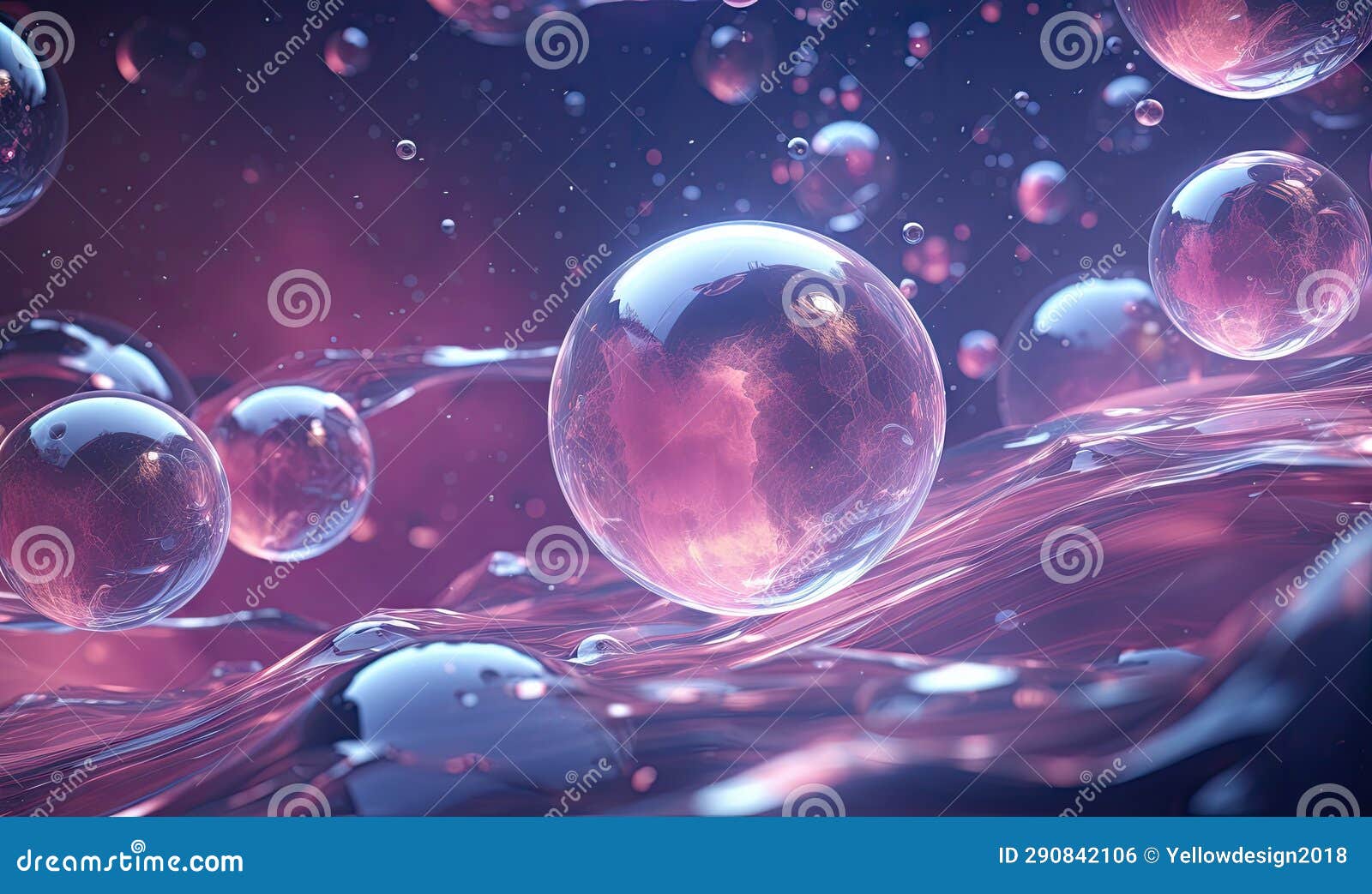 Ethereal Scene Of Water Bubbles In A Dark Backdrop. Created By AI Stock ...