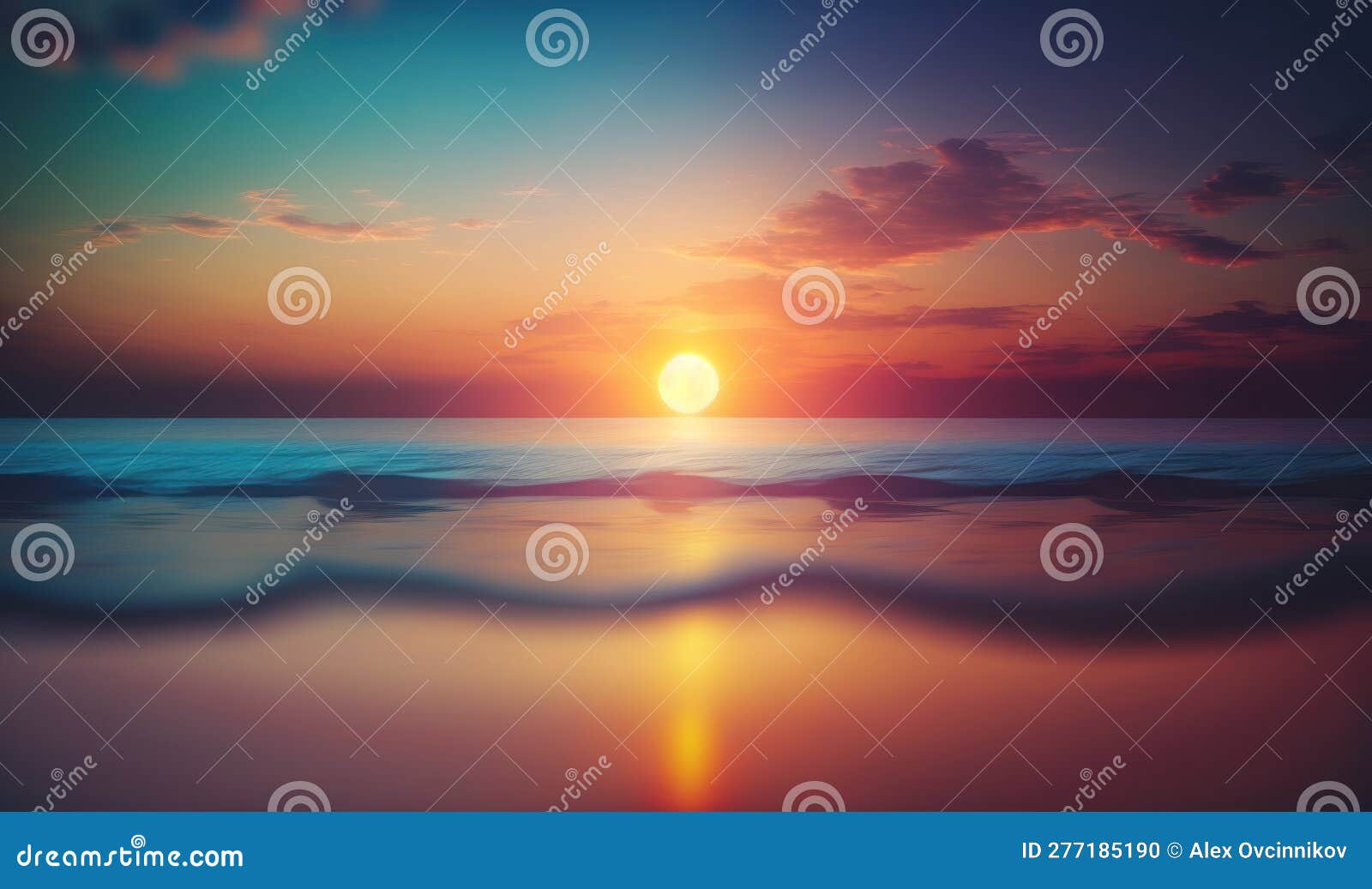 Ethereal Sunset Sky and Ocean Background for Dreamy Designs. Stock ...
