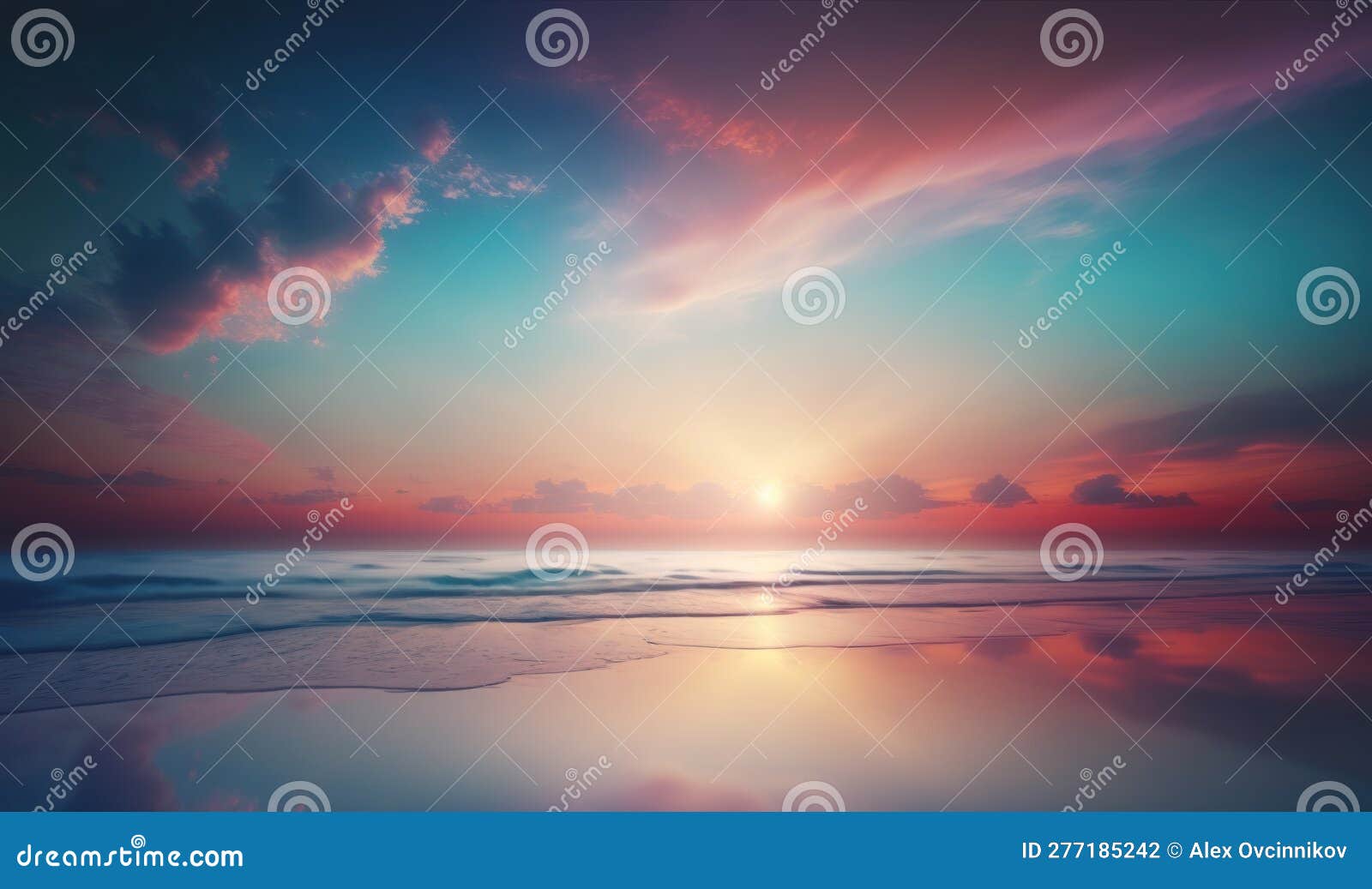 Ethereal Sunset Sky and Ocean Background for Dreamy Designs. Stock ...