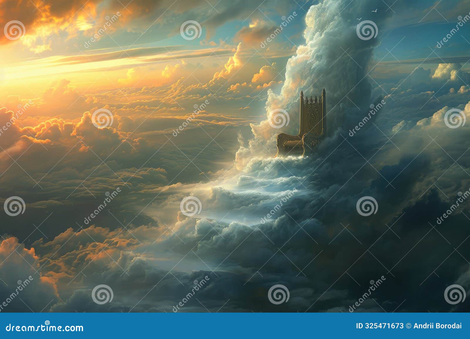 Ethereal Throne Above the Clouds. Stock Illustration - Illustration of ...