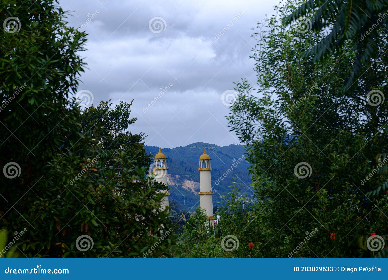 Ethereal Towers: Harmonizing Architecture and Nature Stock Image ...