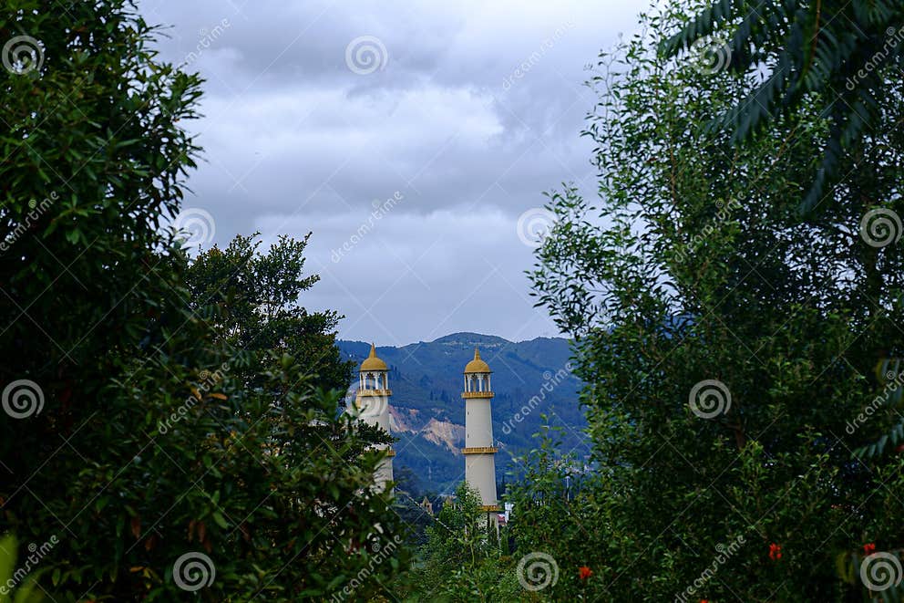 Ethereal Towers: Harmonizing Architecture and Nature Stock Image ...