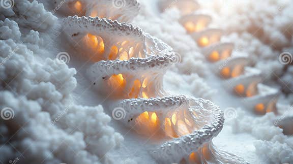 Ethereal Twisting Forms in a Glowing Organic Landscape Stock Image ...