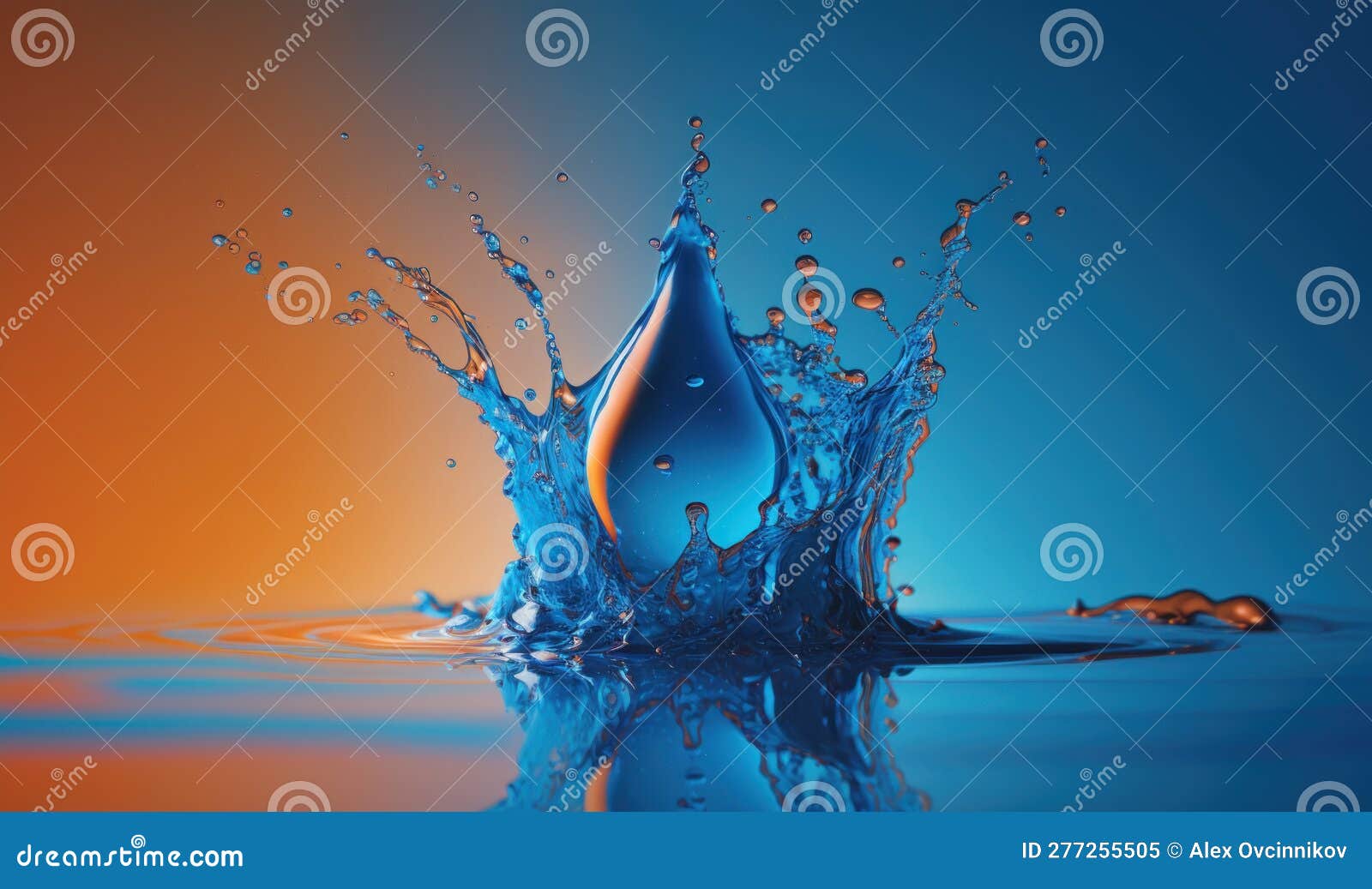 Ethereal Water Splash on Blue Background for Dreamy Designs. Stock ...