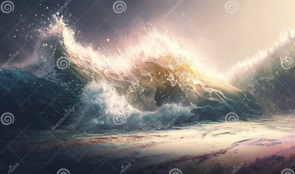 Ethereal Water Spray Waves Background with Copy Space for Design ...