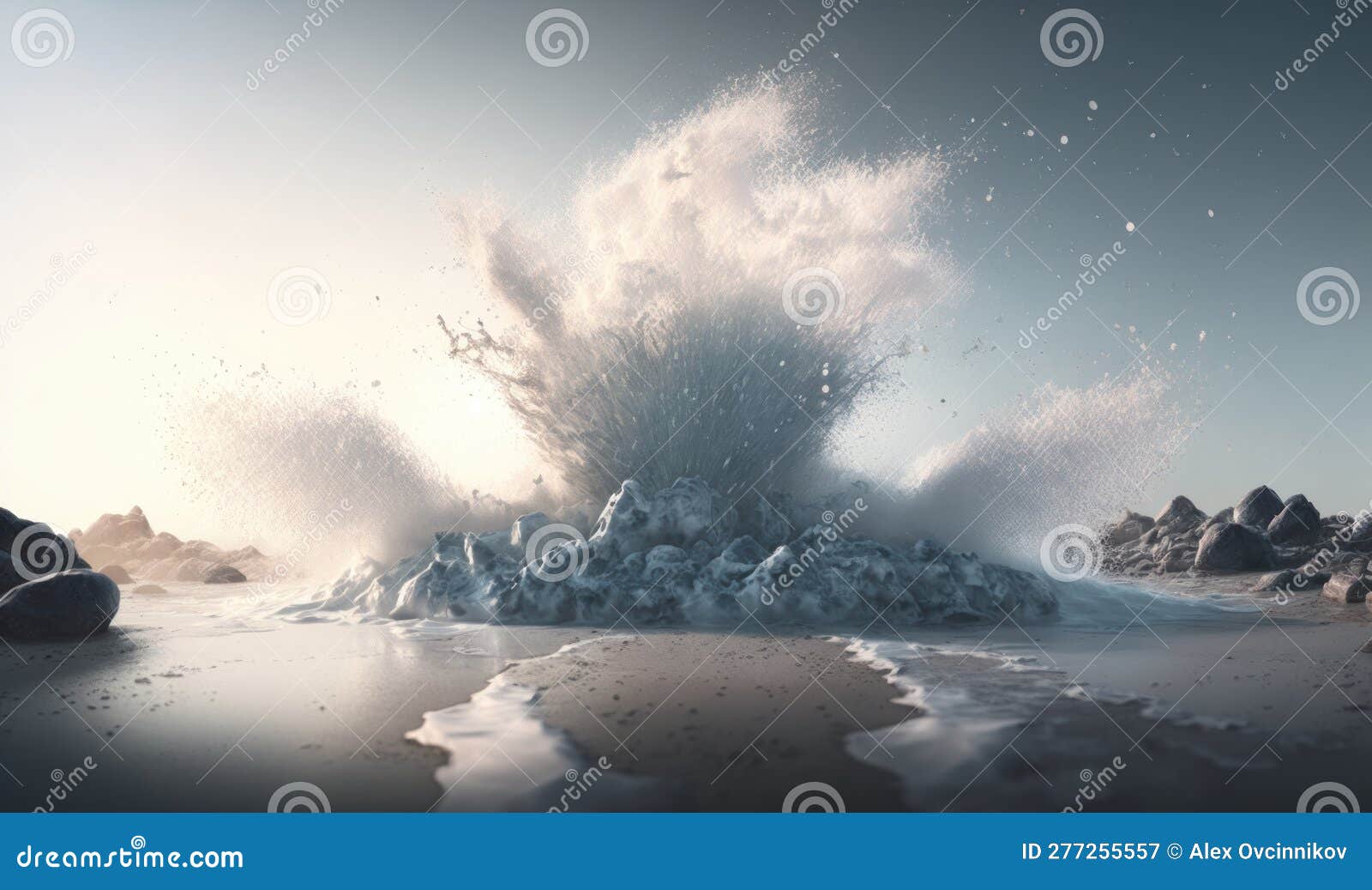 Ethereal Water Spray Waves Background with Copy Space for Design ...