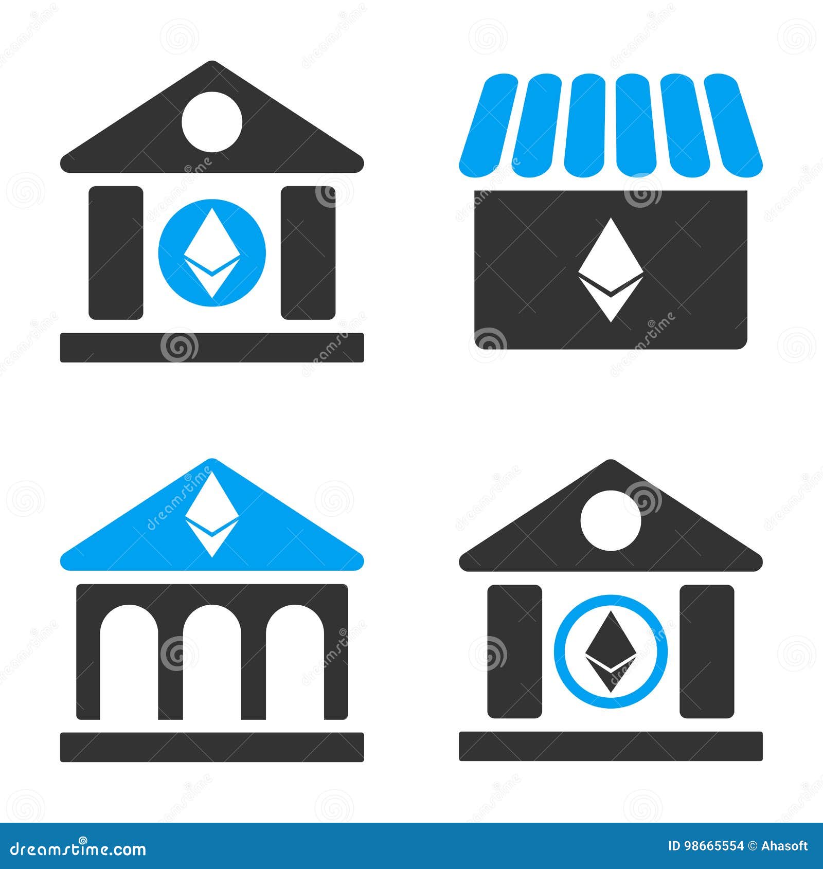 Ethereum Bank Vector Icon Set Stock Vector - Illustration of diamond ...