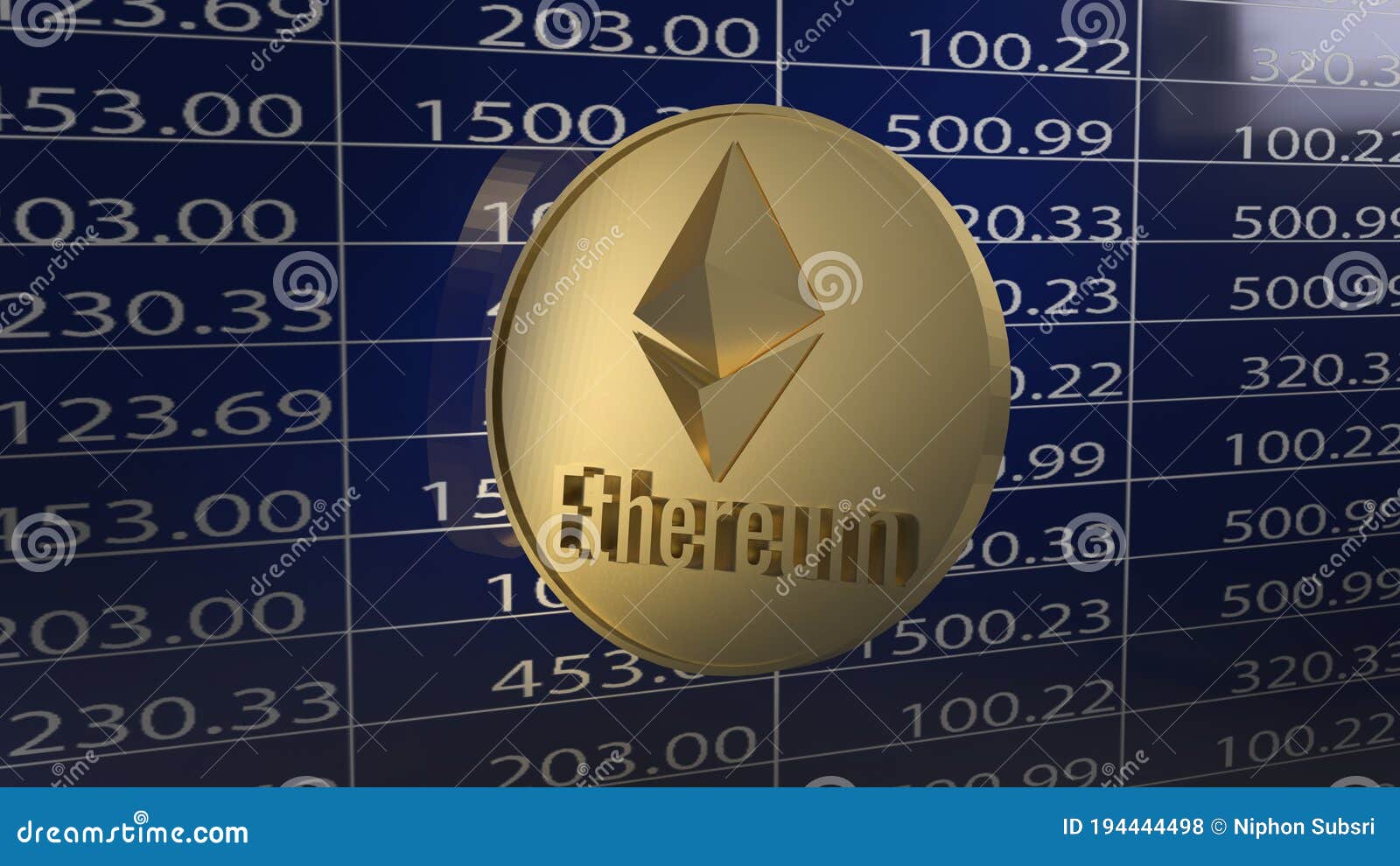 Ethereum Coins Chart for Cryptocurrency Content 3d Rendering Editorial ...