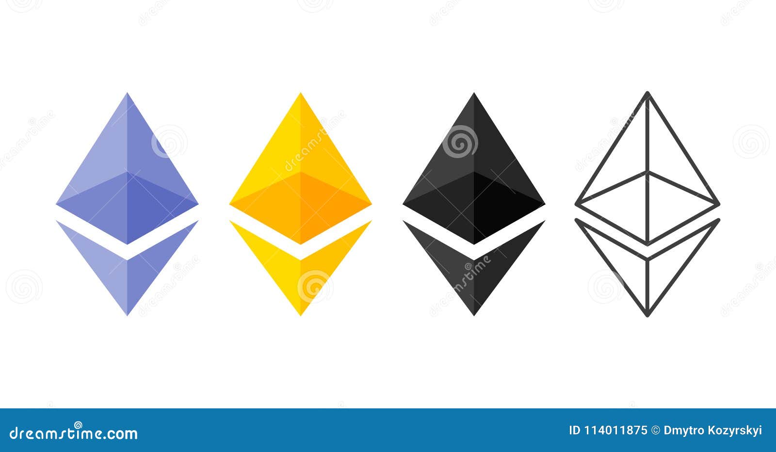 Ethereum Cripto Currency Chrystal Icon Set. Blockchain Platform. Symbol ...