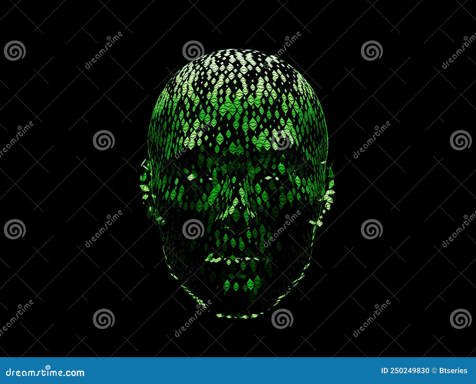 Ethereum Crypto Face Head Cyborg Abstract Furistic Hologram Technology
