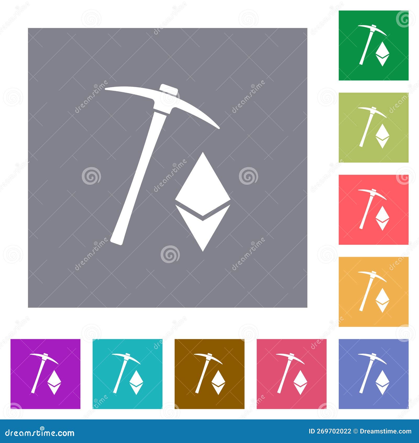 Ethereum Cryptocurrency Mining Square Flat Icons Editorial Photography ...