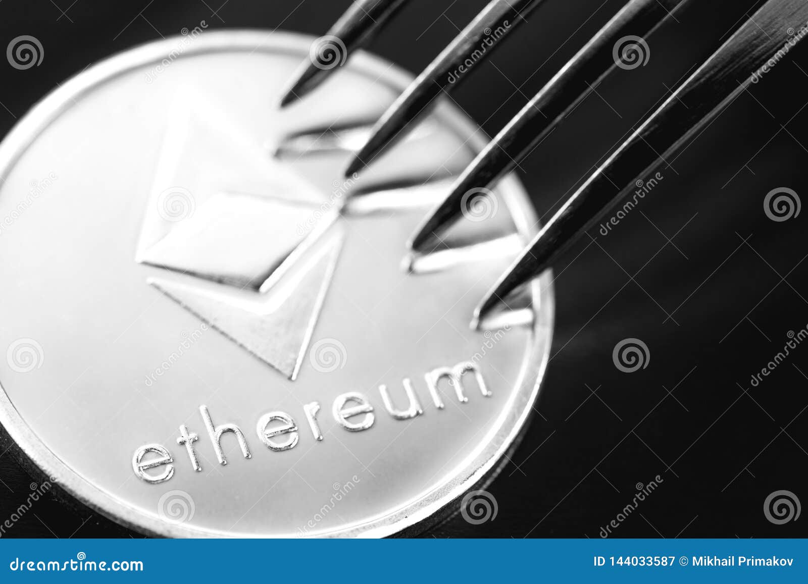 Ethereum Crytocurrency Coin Under the Fork Editorial Photography ...