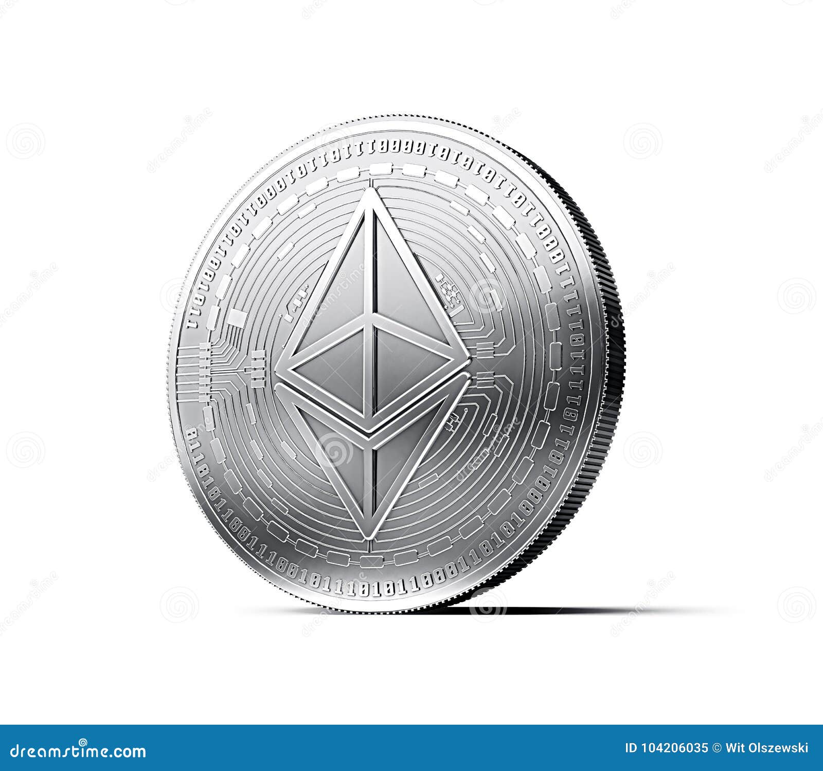 Ethereum ETH Coin Isolated on White Background. 3D Rendering Editorial ... Ethereum ETH Coin Isolated on White Background. 3D Rendering Editorial ...