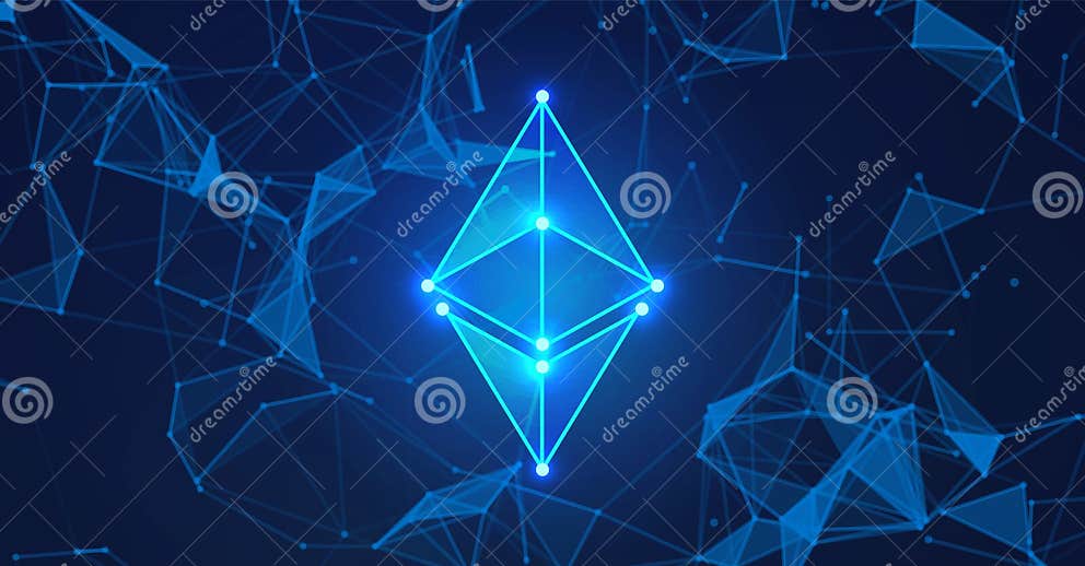 Ethereum ETH Cryptocurrency Token Symbol on Dark Polygonal Background ...
