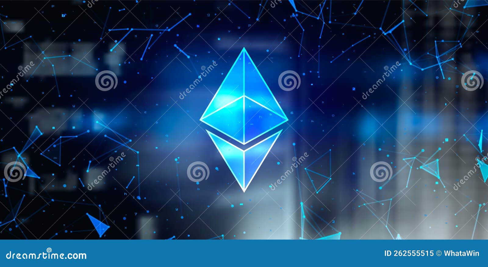 Ethereum ETH Cryptocurrency Token Symbol on Dark Polygonal Background ...