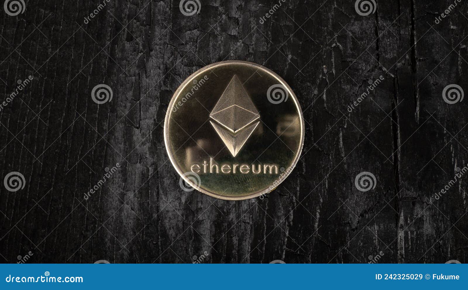 Ethereum (ETH) Golden Coin on Black Background, Digital Coin ...