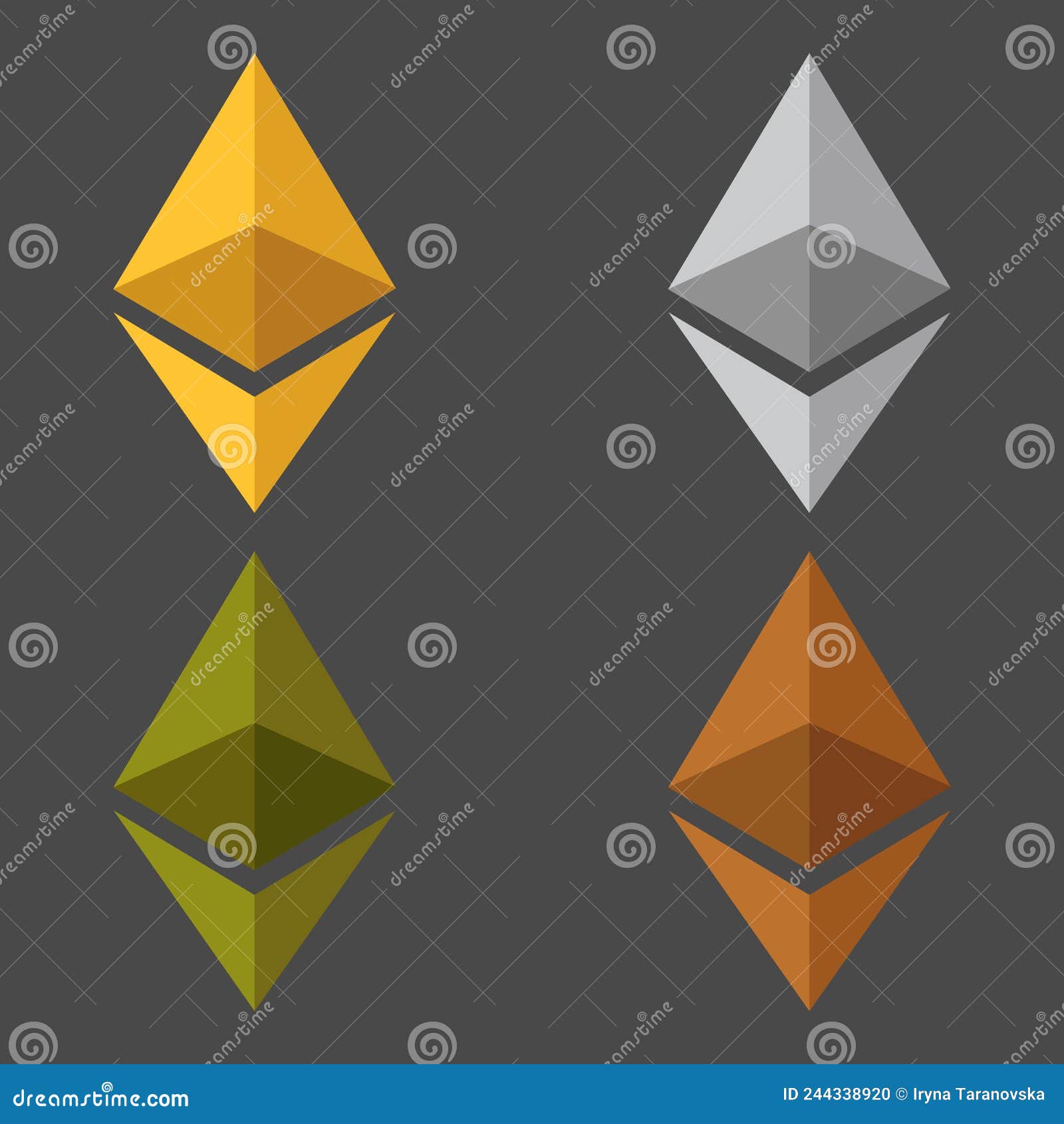 Ethereum Flat Logo in Four Colors of Metal Editorial Image ...