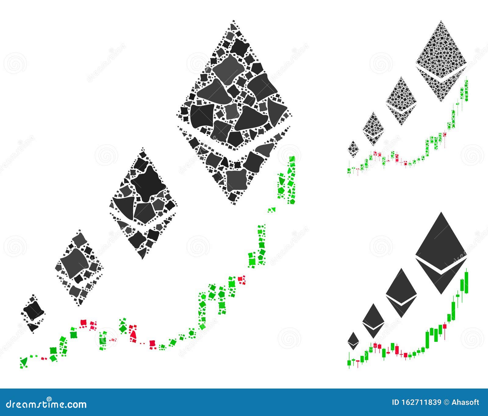 Ethereum Growth Chart Mosaic Icon of Trembly Pieces Stock Illustration ...