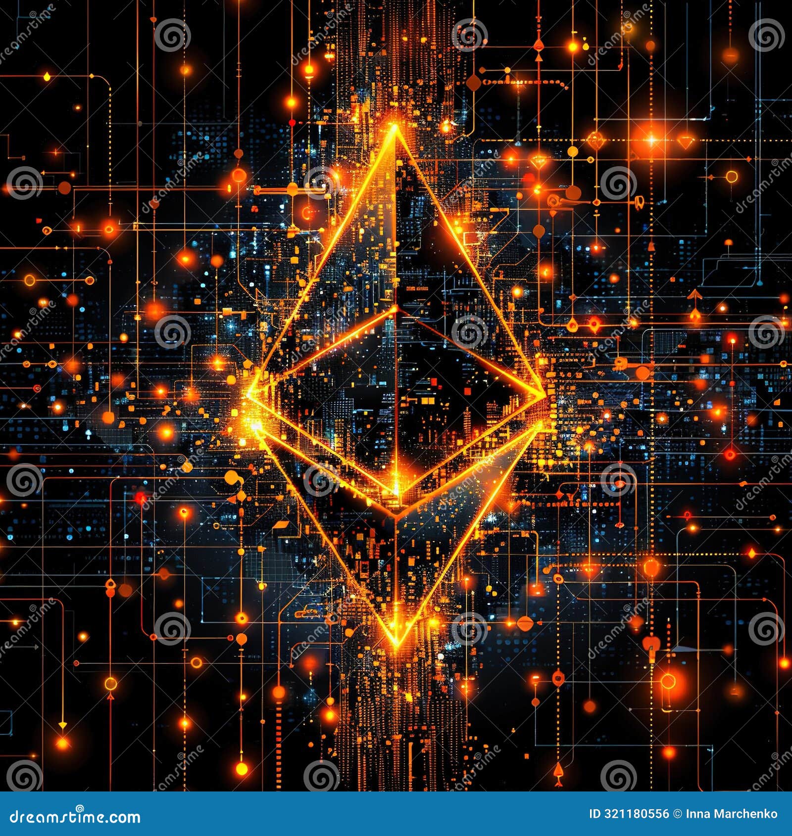 Ethereum Logo with Glowing Lights on Black Background Stock ...