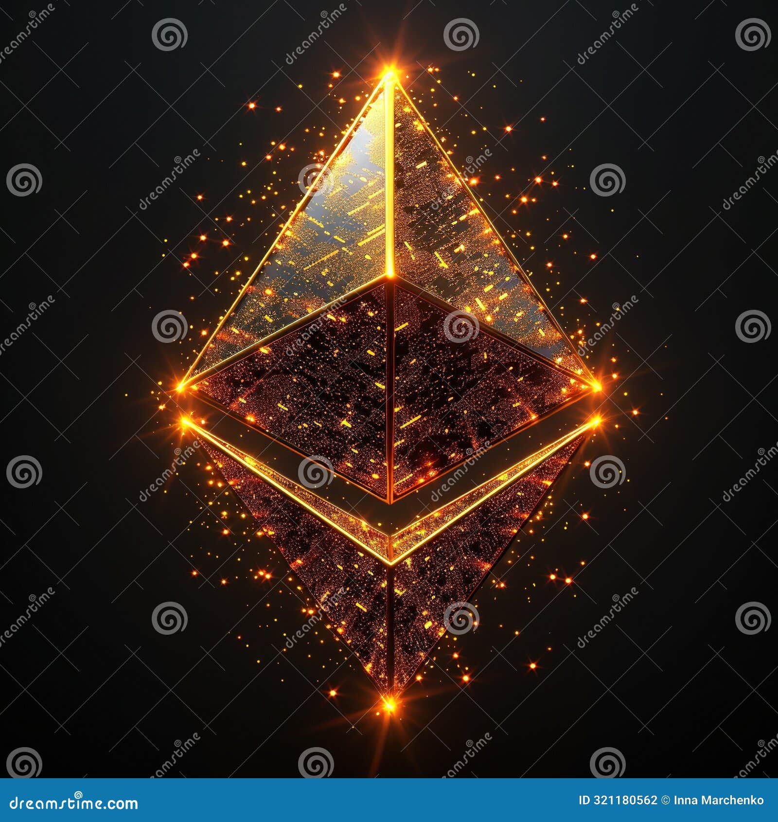 Ethereum Logo with Glowing Lights on Black Background Stock ...
