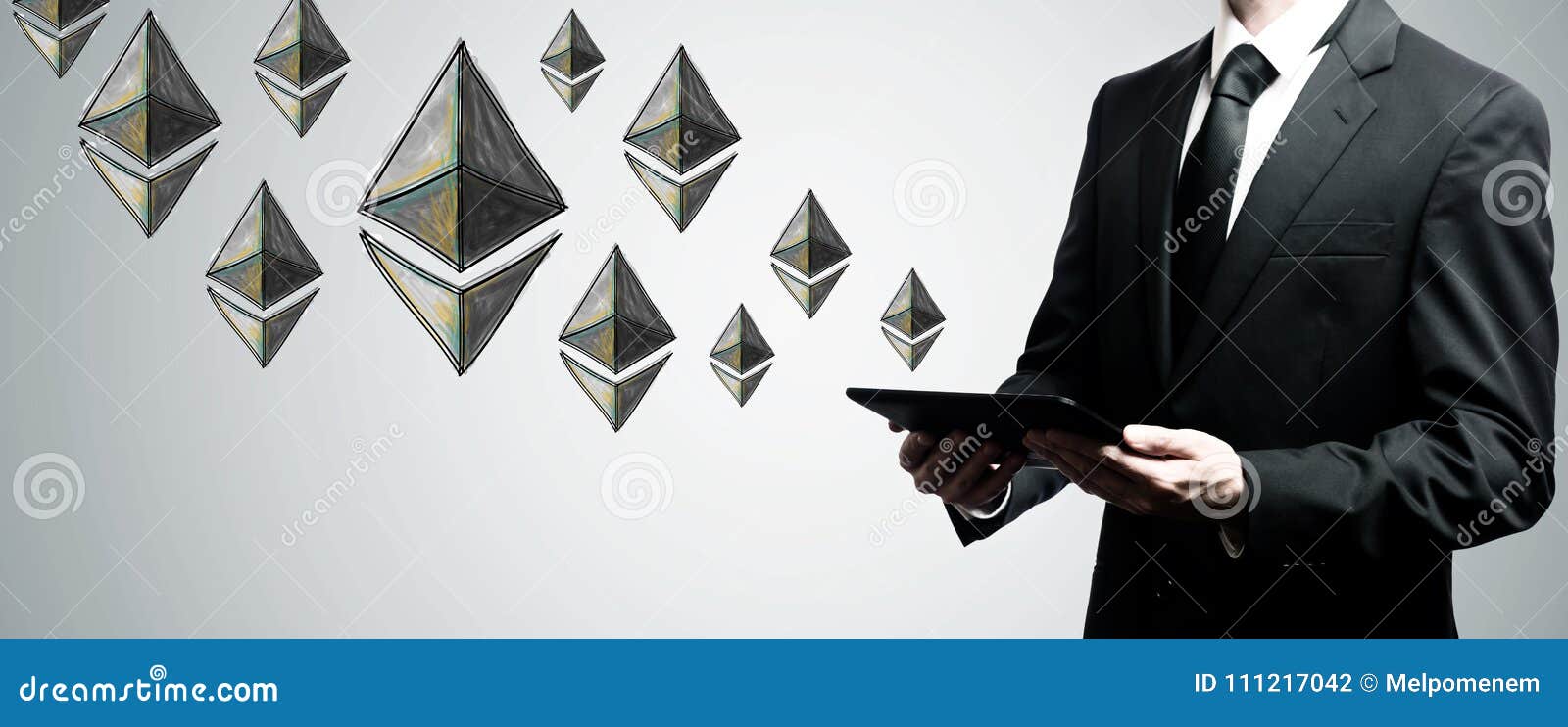 Ethereum with Man Holding Tablet Computer Editorial Photography - Image ...