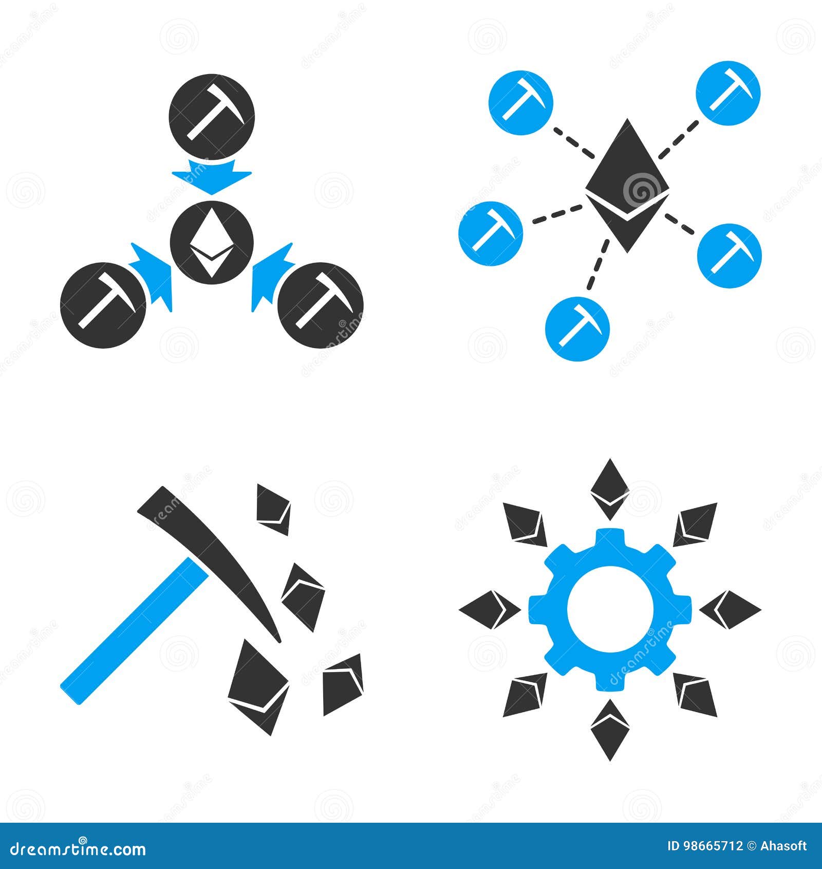 Ethereum Mining Vector Icon Set Stock Vector - Illustration of finance ...