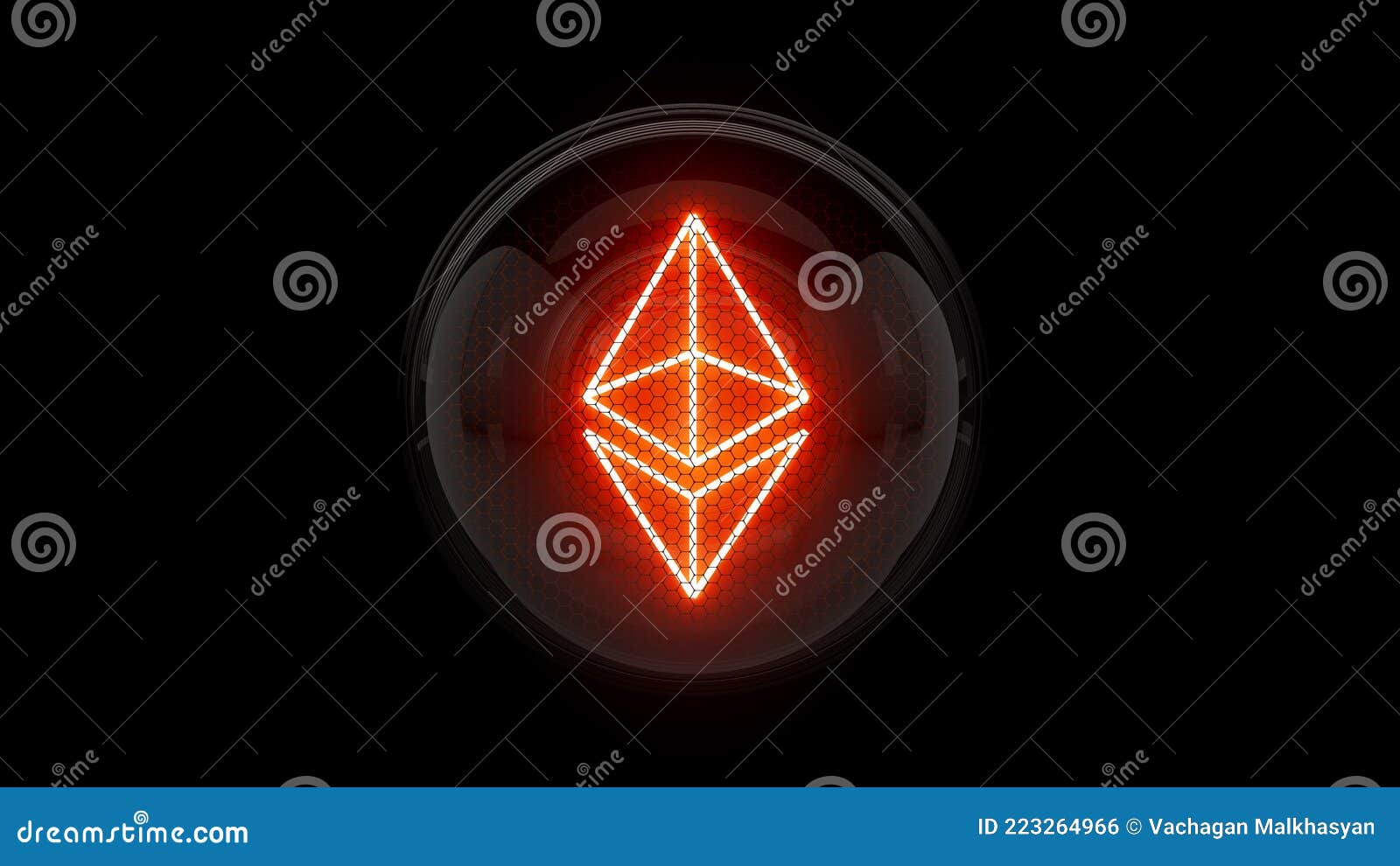 Etherium. Red Etherium Coin Logo. Nixie Tube Indicator. Gas Discharge ...