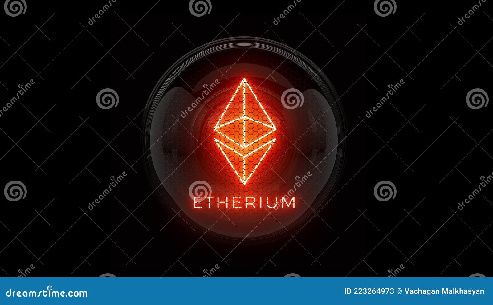 Etherium. Red Etherium Coin Logo. Nixie Tube Indicator. Gas Discharge ...