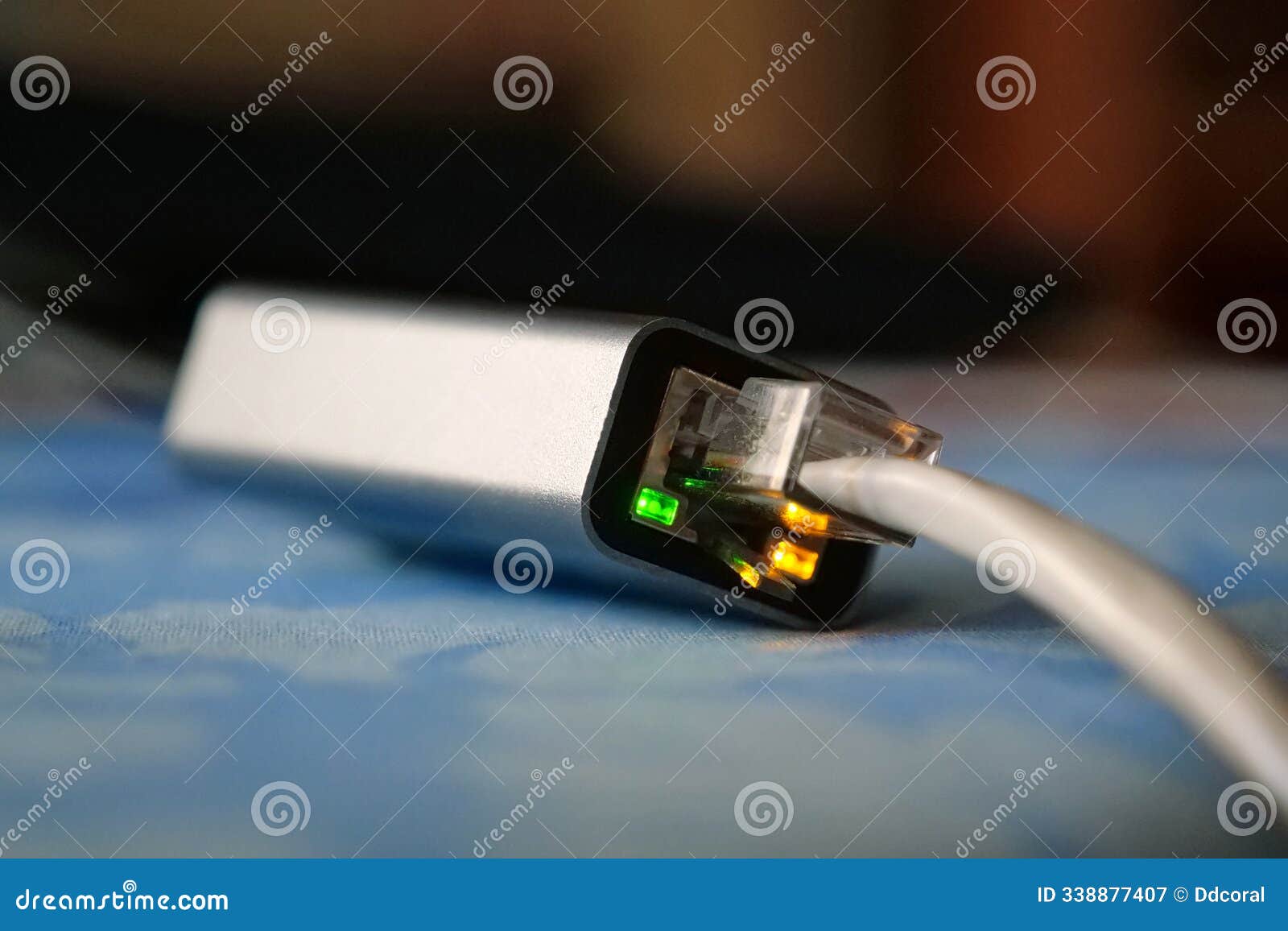 Ethernet Cable Adapter. Working Ethernet Cable Adapter with Green and ...