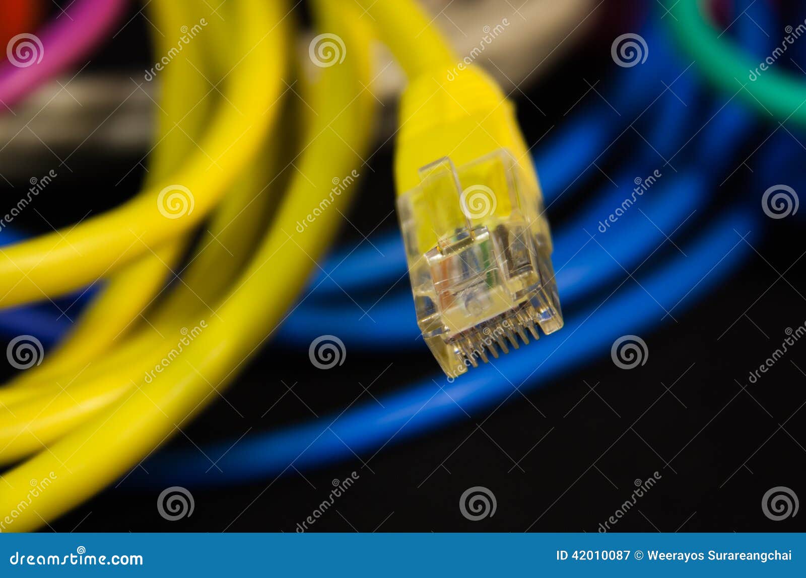 Ethernet Cable Computer and Colorful Background Stock Image - Image of ...