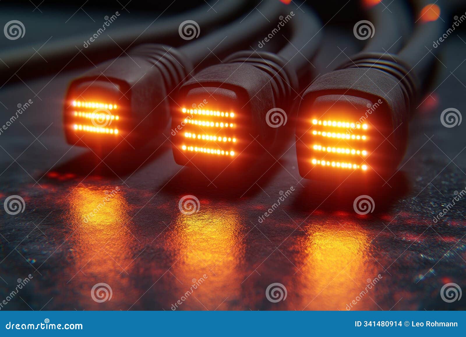 Ethernet Cable Ends Glowing Red Symbolizing Secure Network Connection ...