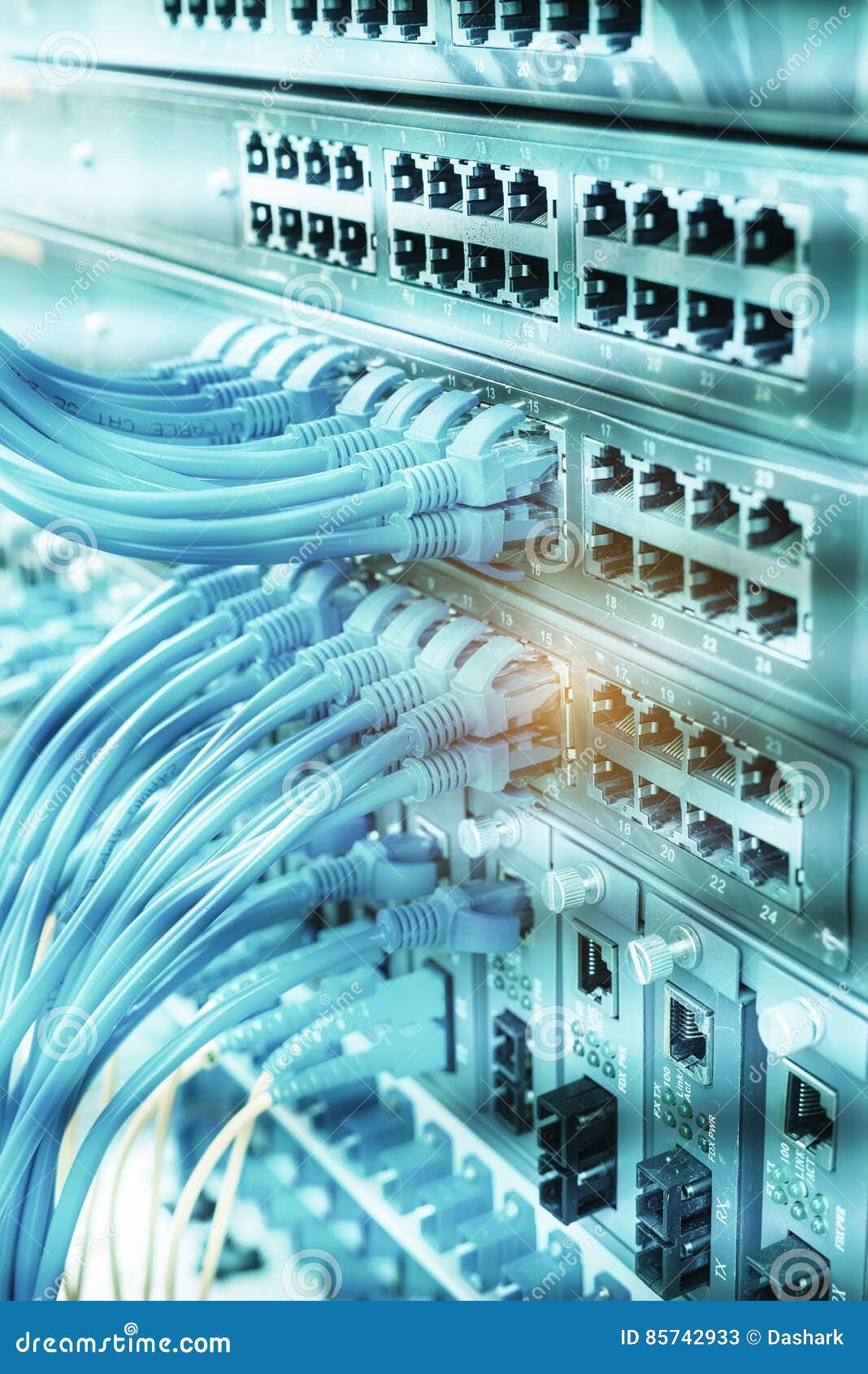 Network Switches And Ethernet LAN Cables Connected To Smart House ...