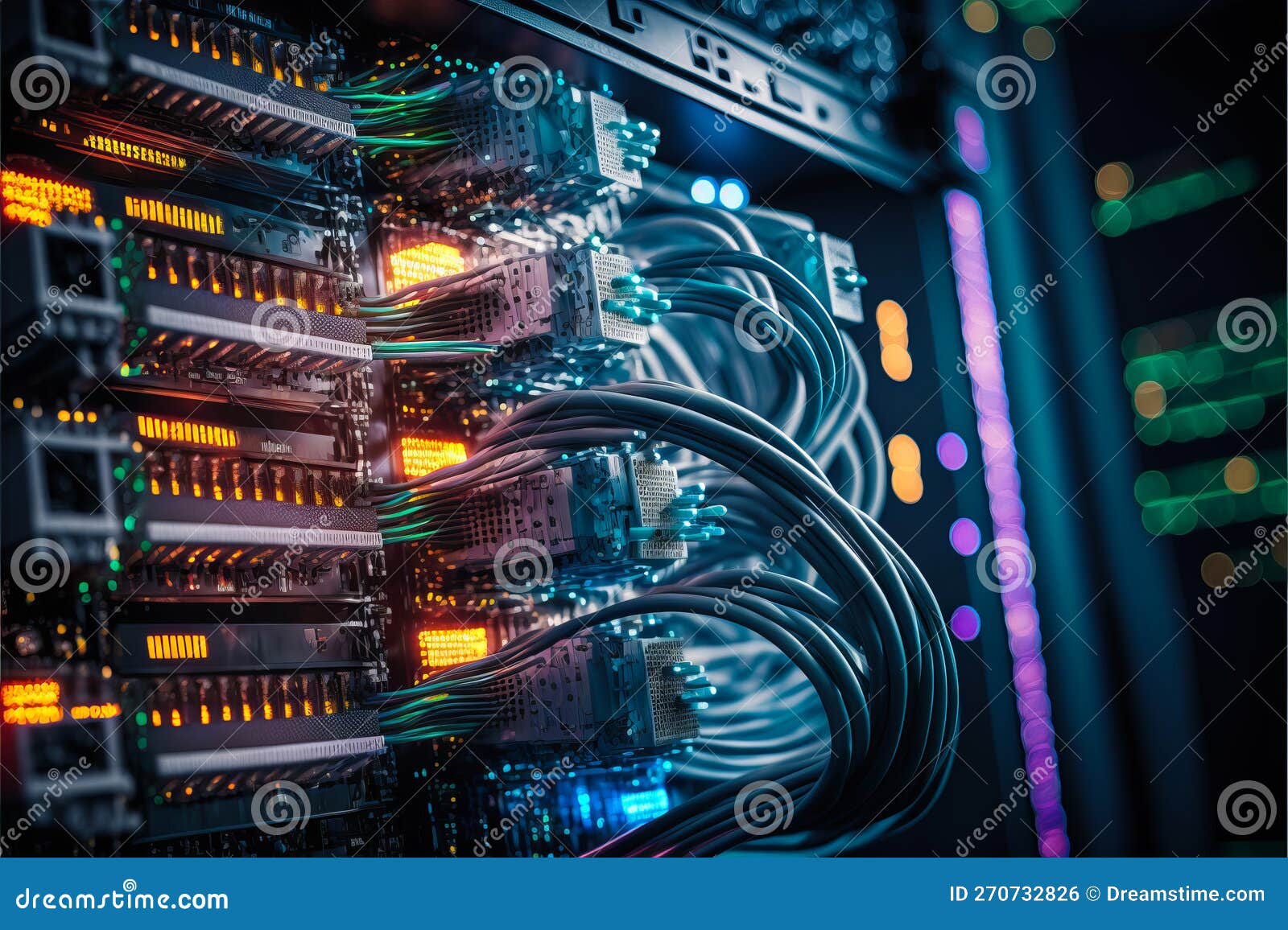 Ethernet Cable on Network Switches and Server. Generative Ai Stock ...