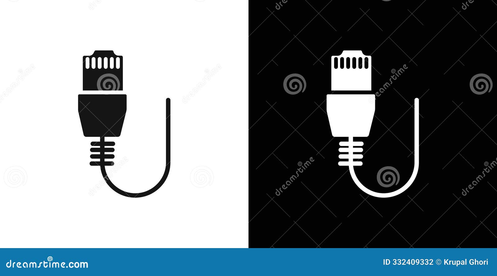 Ethernet Cable Plug Icon Flat Vector Set Outline Stock Vector ...