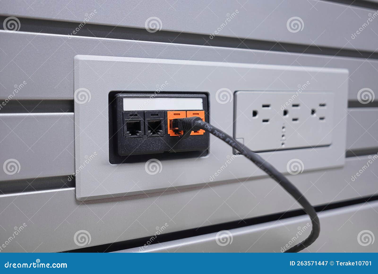 Ethernet Cable Plugged into Wall Socket Stock Image - Image of house ...