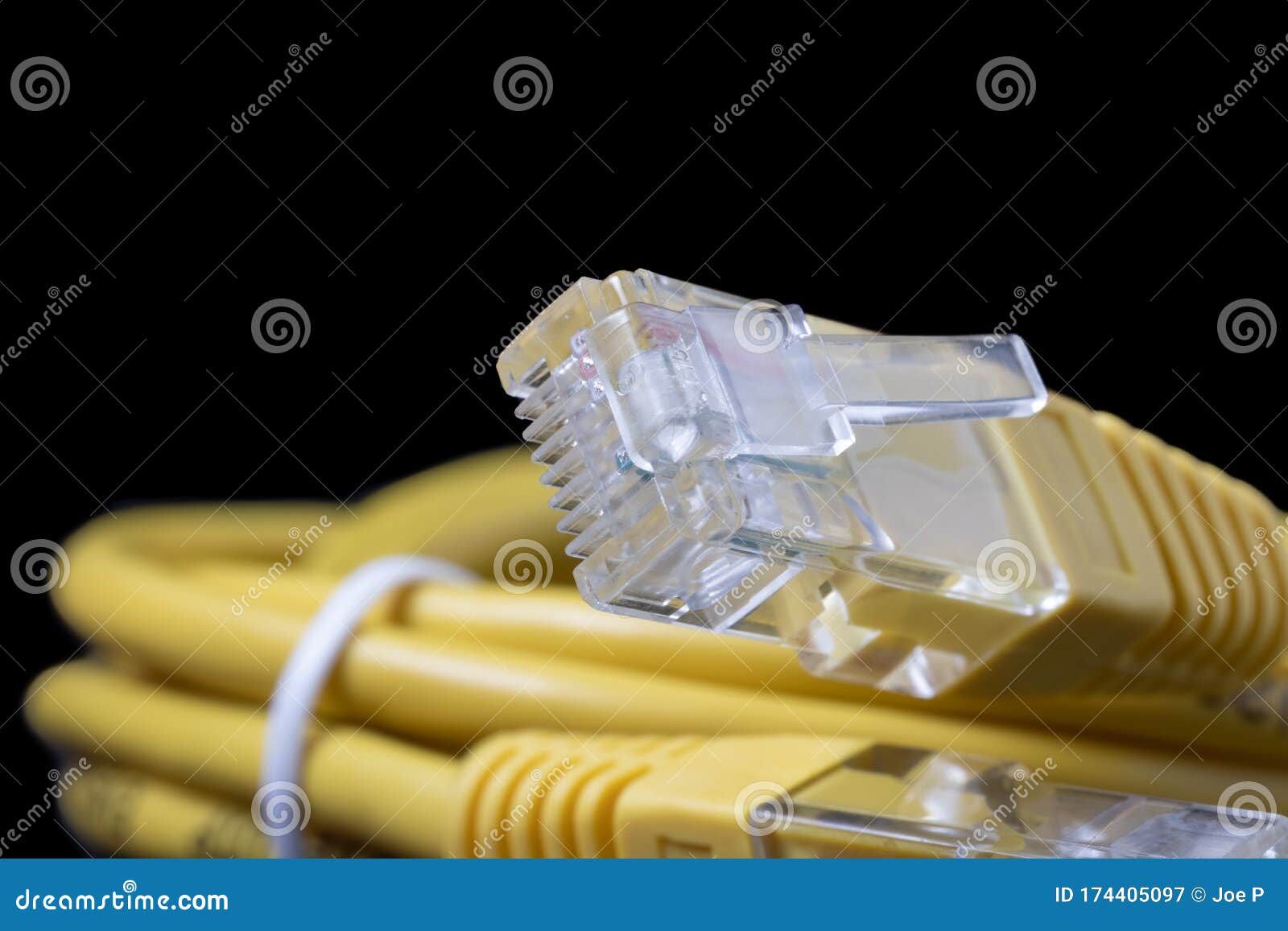 Ethernet Cable and RJ45 Plug Connector Stock Image - Image of yellow ...